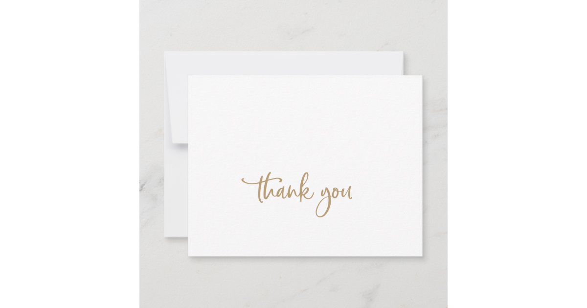 Rustic Gold Script Thank You Card | Zazzle