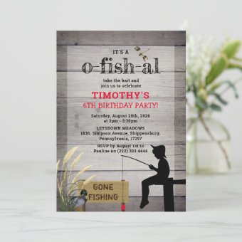 Rustic 'Gone Fishing' Kids Birthday Party Invitation | Zazzle