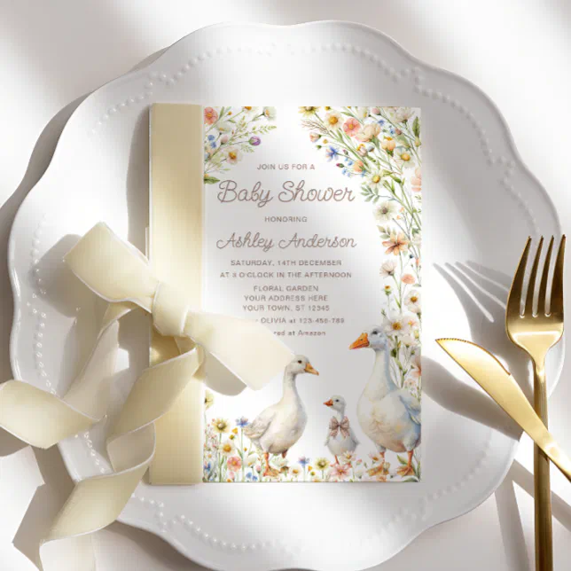 Rustic Goose Family Baby Shower Invitation | Zazzle