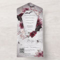 Rustic Gothic Black Burgundy Halloween QR Code All In One Invitation ...