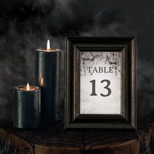 Rustic Gothic Black & Burgundy Halloween Wedding Table Number | Zazzle