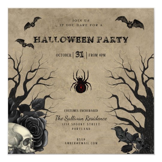 Rustic Gothic Halloween Party Invitations | Zazzle.com