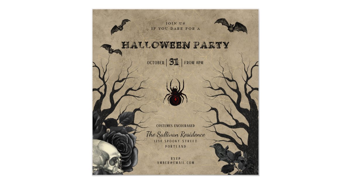 Rustic Gothic Halloween Party Invitations | Zazzle.com