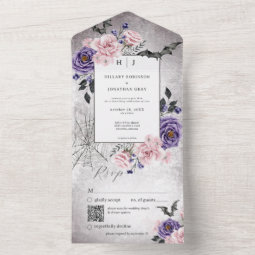 Rustic Gothic Pink & Purple Halloween QR Code All In One Invitation ...