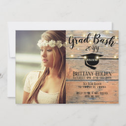 Rustic Grad Bash Party Photo Invitation | Zazzle