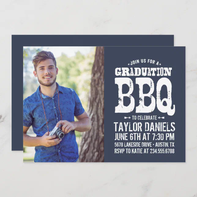 Rustic Graduation BBQ Invitation | Editable Colors | Zazzle