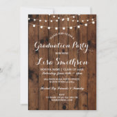 Rustic Graduation Party Elegant Lights Wood Invite | Zazzle