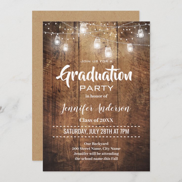 Rustic Graduation Party Invitation | Zazzle