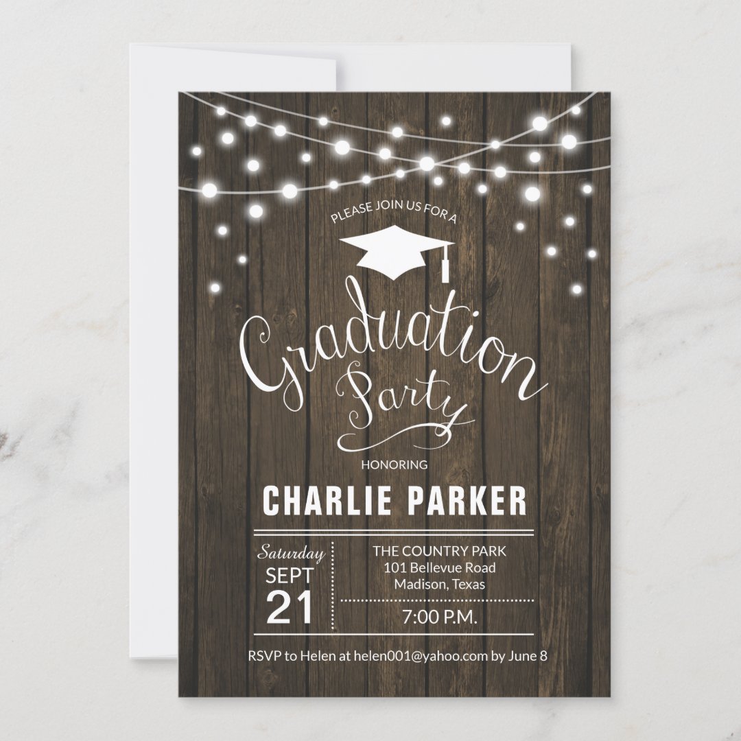 Rustic Graduation Party Wood Pattern Invitation | Zazzle