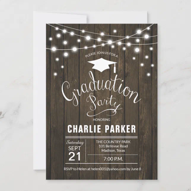 Rustic Graduation Party Wood Pattern Invitation | Zazzle