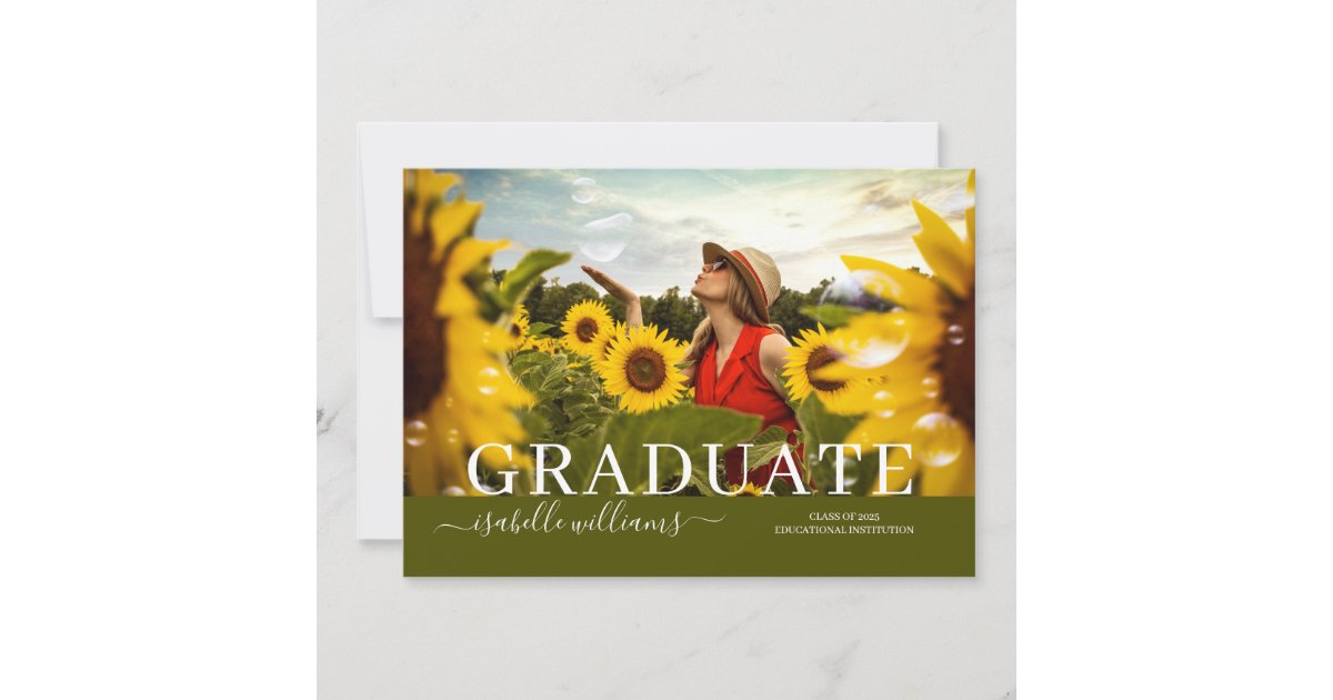 Rustic Graduation Photo Sunflowers Announcement | Zazzle