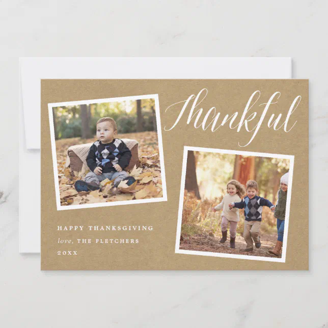Rustic Gratitude | Thanksgiving Photo Collage Card | Zazzle