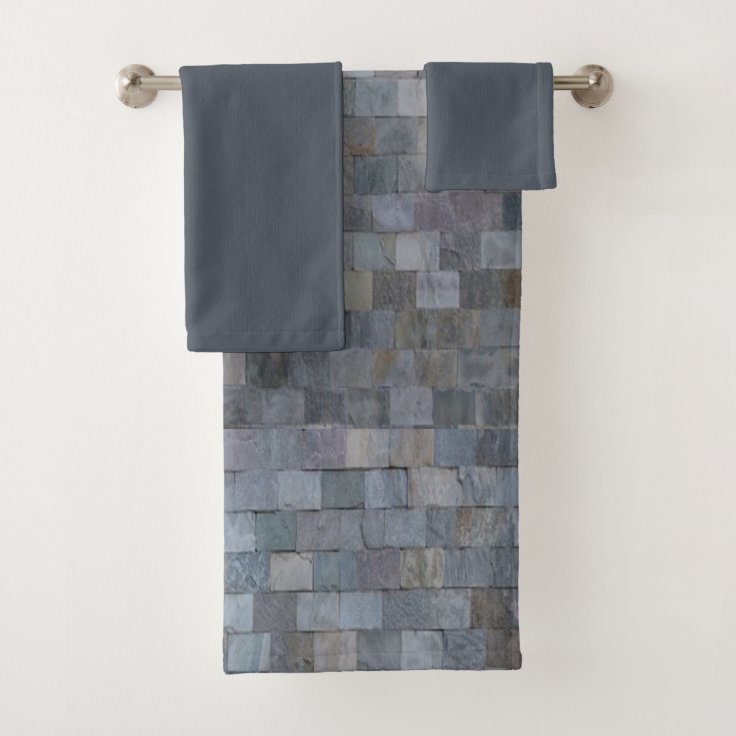 Rustic Gray Slate, Stone, Personalizable Bath Towel Set | Zazzle