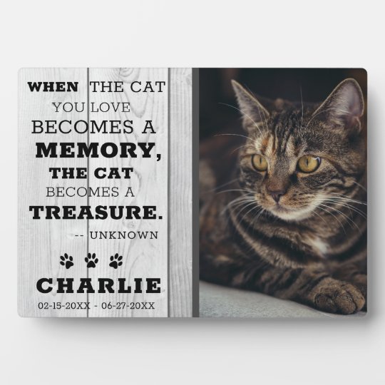 Rustic Gray Wood Pet Cat Memorial Photo Keepsake Plaque | Zazzle.com