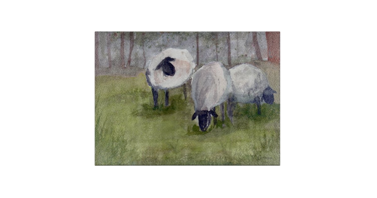 Rustic Grazing Sheep Cutting Board | Zazzle