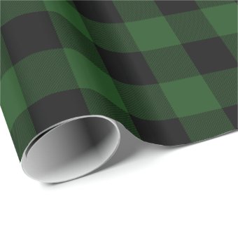 Rustic Green and Black Buffalo Check Wrapping Paper | Zazzle