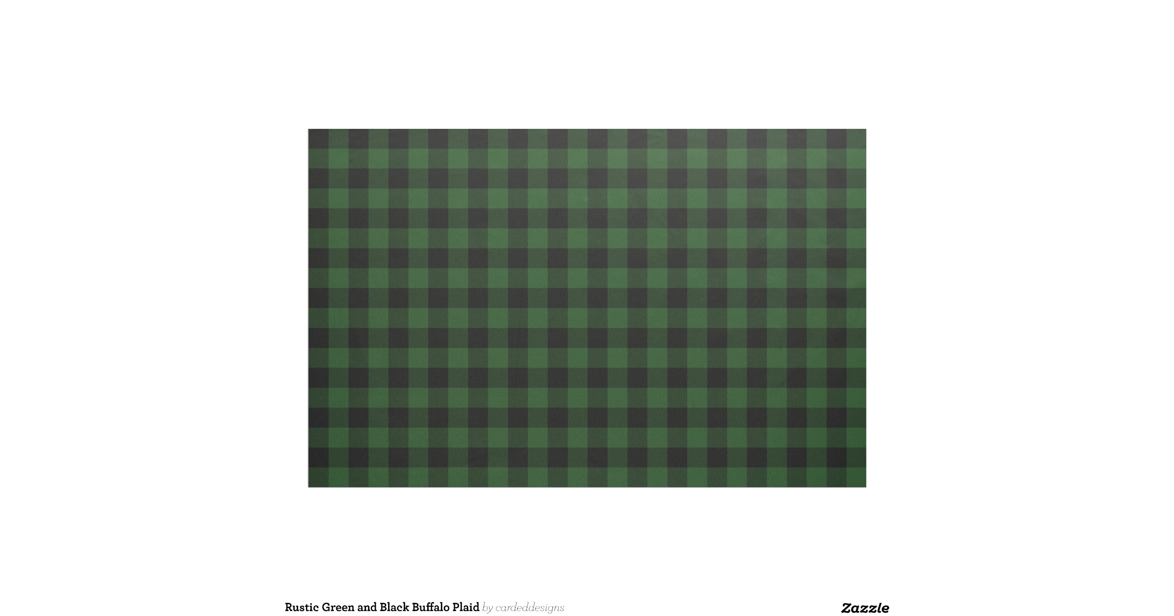 Rustic Green and Black Buffalo Plaid Fabric | Zazzle