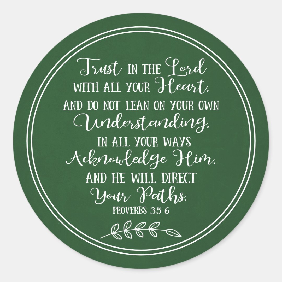 Rustic Green Bible Verse Christian Typography Classic Round Sticker ...