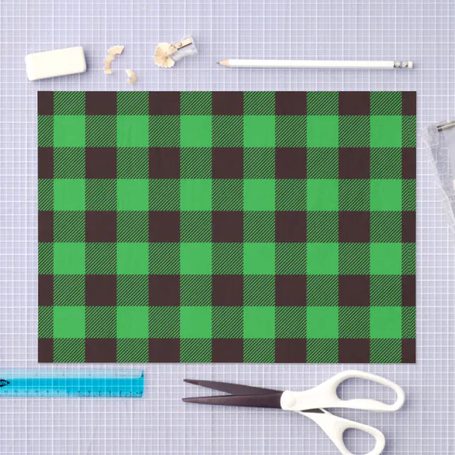 Rustic Green Buffalo Checks Plaid Pattern Tissue Paper | Zazzle