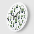Rustic Green Cactus Desert Pattern Large Clock | Zazzle