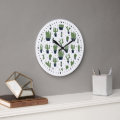 Rustic Green Cactus Desert Pattern Large Clock | Zazzle
