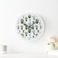Rustic Green Cactus Desert Pattern Large Clock | Zazzle
