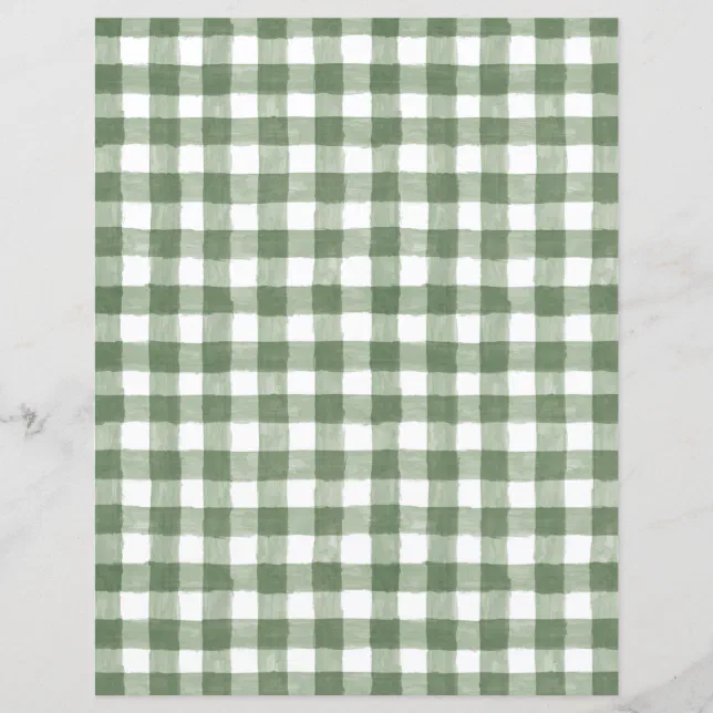 Rustic Green Gingham Paper Sheet | Zazzle