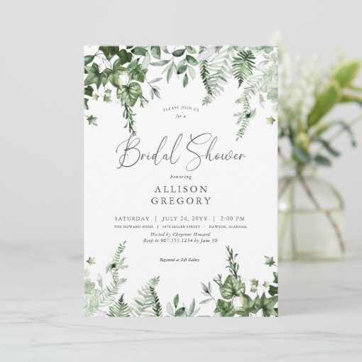 Rustic Green Ivy & Sage Bridal Shower Invitation | Zazzle