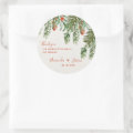 Rustic Green Leaves Red Berries Christmas Wedding Classic Round Sticker ...