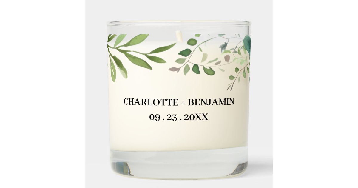 Rustic Green Leaves Wedding Favors Scented Candle | Zazzle