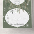 Rustic Green Pine Winter Sparkle Dinner All In One Invitation | Zazzle