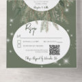 Rustic Green Pine Winter Sparkle QR Code All In One Invitation | Zazzle