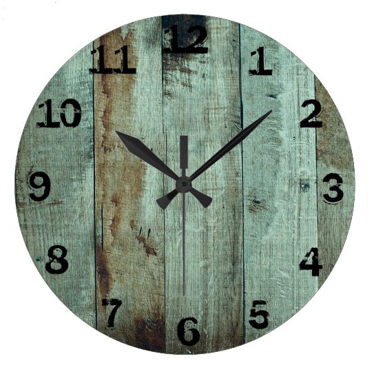 Rustic Green Stained Wooden Large Clock | Zazzle.com