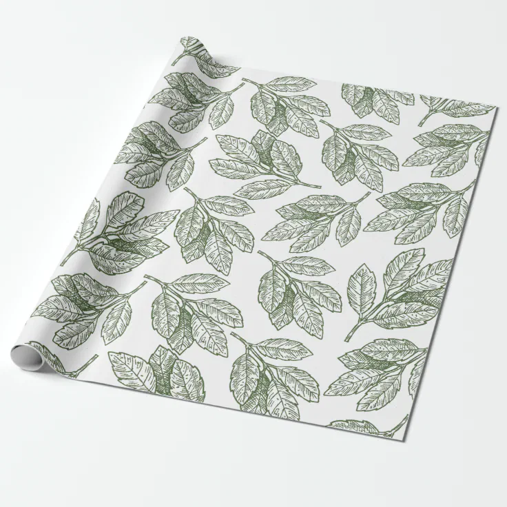 rustic green winter foliage holiday wrapping paper | Zazzle