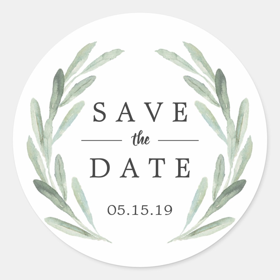 Rustic Green Wreath Wedding Save the Date Classic Round Sticker | Zazzle