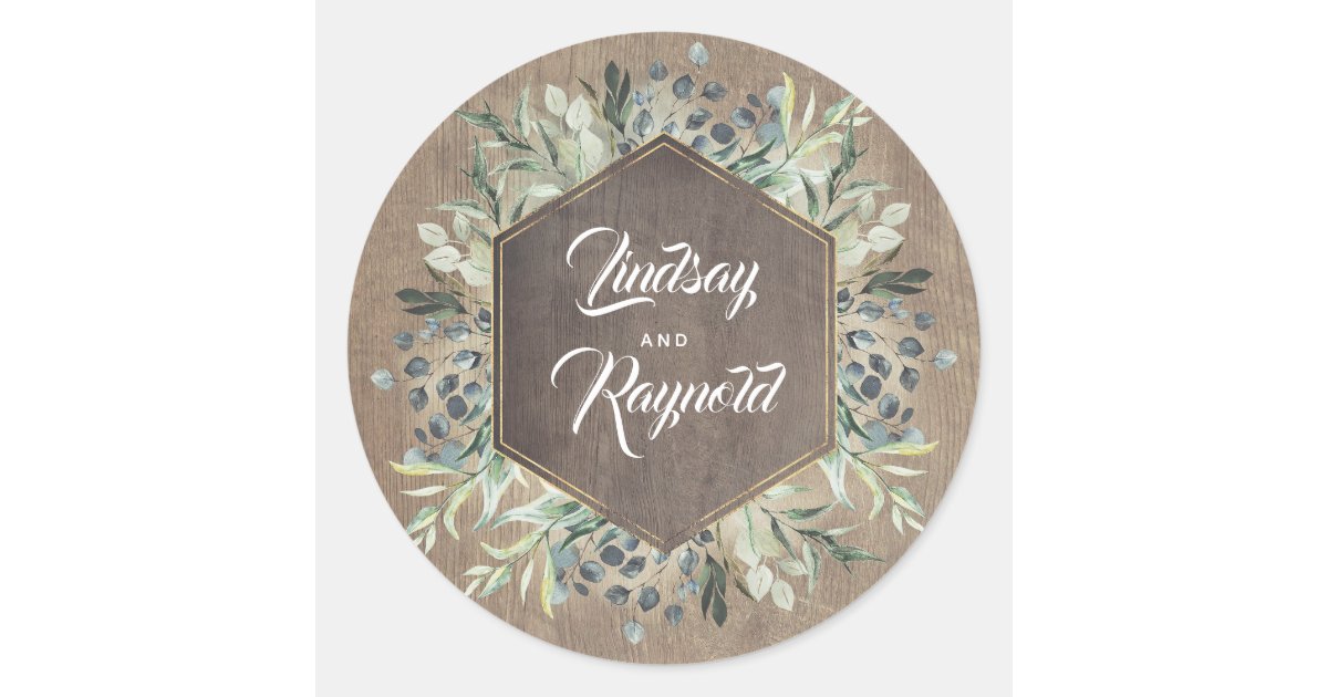 Rustic Greenery Barn Wedding Classic Round Sticker | Zazzle