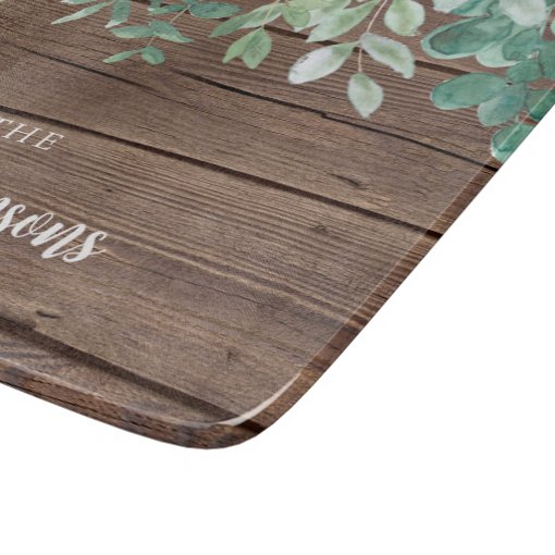 Rustic Greenery Custom Name Cutting Board | Zazzle