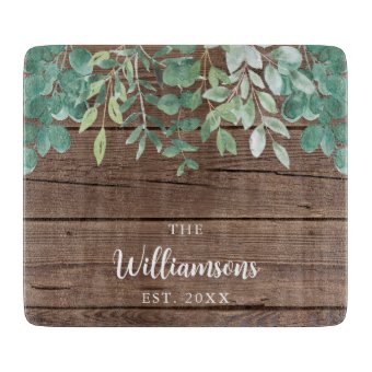 Rustic Greenery Custom Name Cutting Board | Zazzle