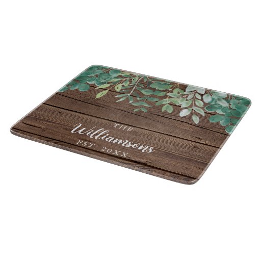 Rustic Greenery Custom Name Cutting Board | Zazzle