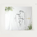 Rustic Greenery Elegant Baptism Photo Backdrop | Zazzle