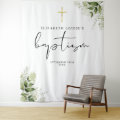 Rustic Greenery Elegant Baptism Photo Backdrop | Zazzle