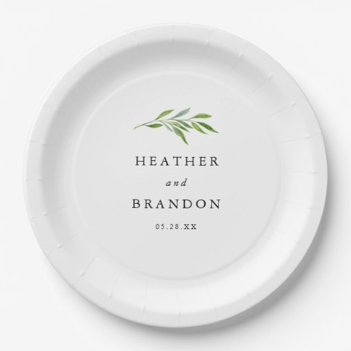 Rustic Greenery Elegant Wedding Reception Table Paper Plates | Zazzle