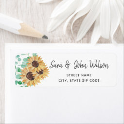 Rustic greenery eucalyptus sunflowers Wedding Label | Zazzle