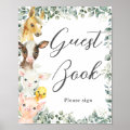 Rustic Greenery Farm Animals Baby Guest Book Sign | Zazzle