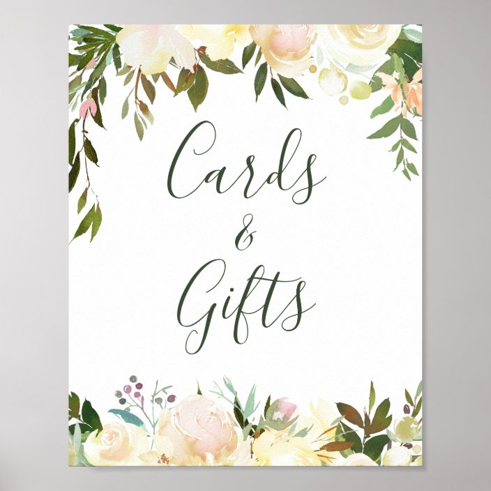 Rustic Greenery Floral Cards and Gifts Sign | Zazzle.com