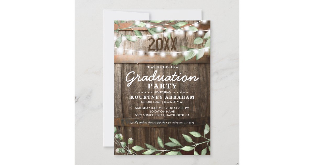 Rustic Greenery Graduation Party Invitation | Zazzle