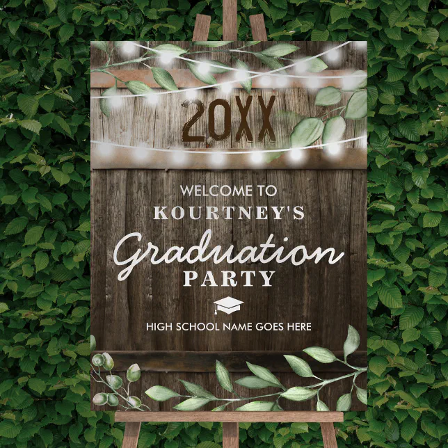 Rustic Greenery Graduation Party Welcome Foam Board | Zazzle