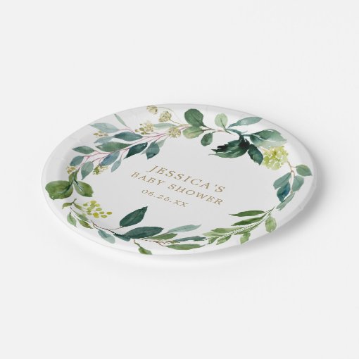 Rustic Greenery Paper Plates | Zazzle