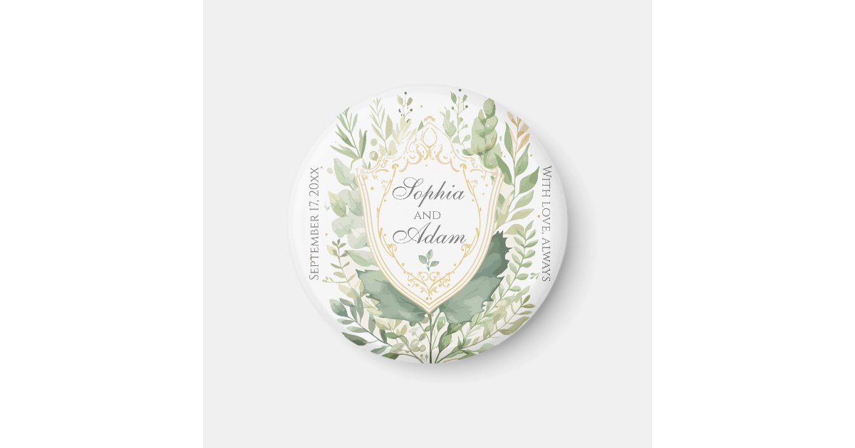 Rustic Greenery Shield Wedding Customize Magnet | Zazzle