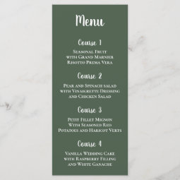 Rustic Greenery Simple Calligraphy Modern Wedding Menu | Zazzle